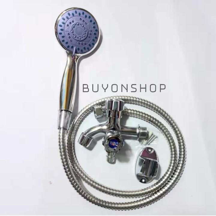 1 SET Telephone Shower Head Hose And Holder With Dual Faucet Set ...