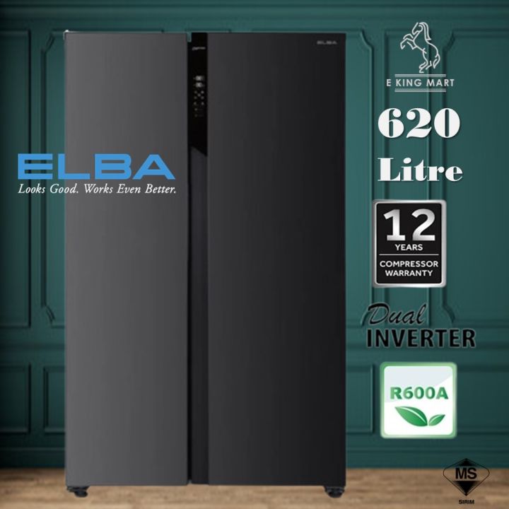 ELBA 620L Side-by-side Refrigerator VERZINO ESR-Q6286IN(GR) Touch ...