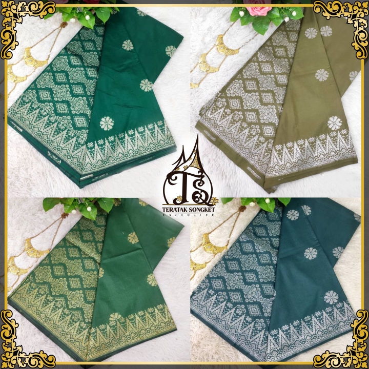 Songket Bunga Tabur Sepasang 4.25meter ( GREEN ) | Lazada