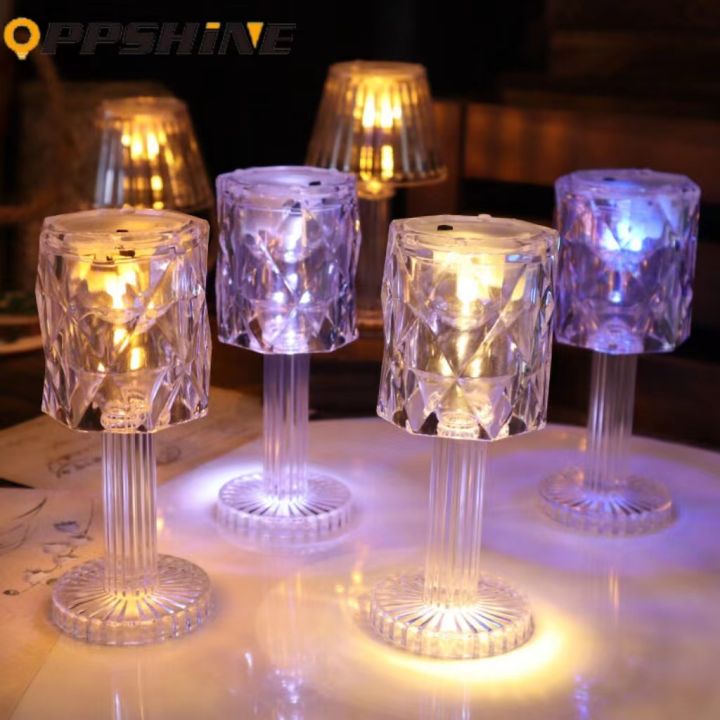 Crystal Table Light Nordic Glass Desk Lamp Modern Colorful LED Night ...