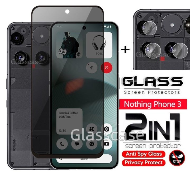 2 IN 1 Privacy Screen Protector Tempered Glass Film For Nothing Phone 3 ...