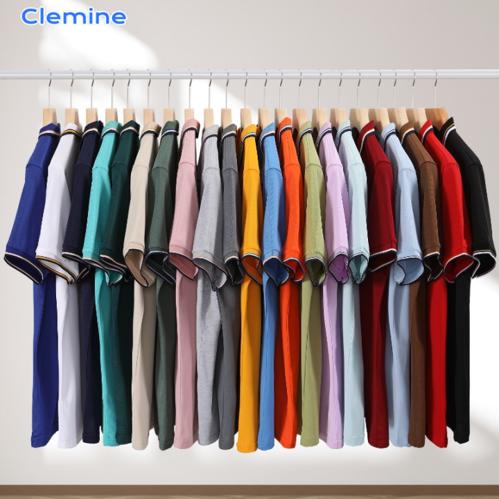 Clemine เสื้อโปโลชายแขนสั้นผ้าไอซ์ซิลซ์เสื้อโปโลคอปกสีตัดกันเสื้อลำลอง ...