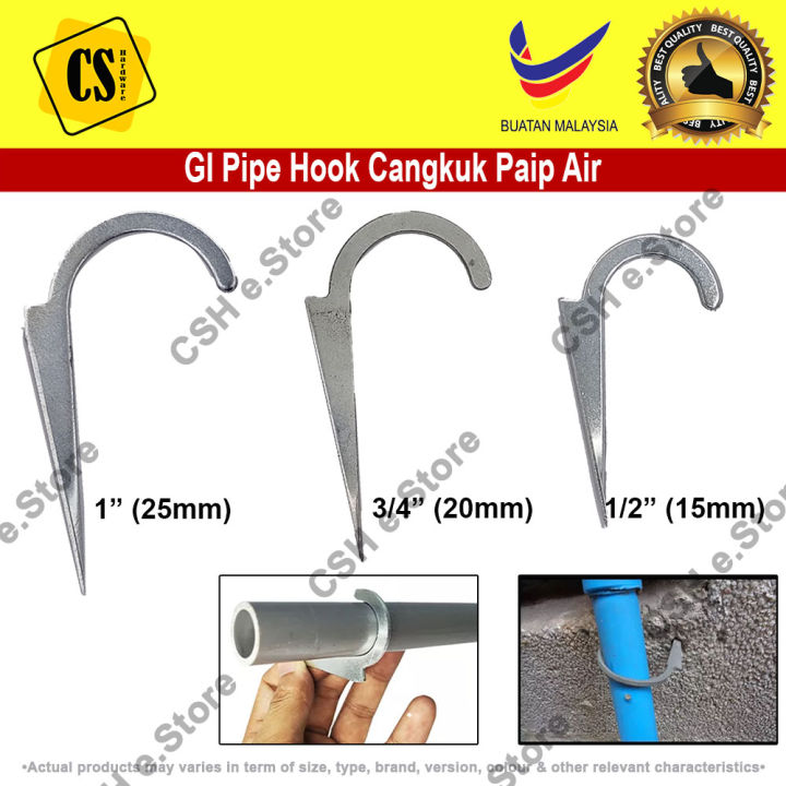 GI Pipe Hook Pipe Clip 15mm (1/2") / 20mm (3/4") / 25mm (1") Pemegang ...