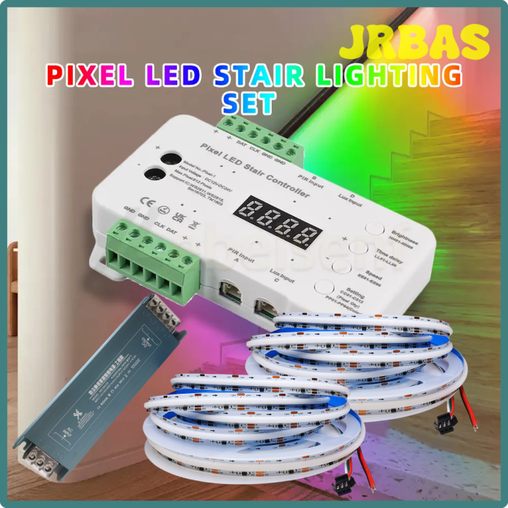 JRBAS 5m 10m Pixel Stair Light Set PIR Motion Daylight Sensor Staircase ...