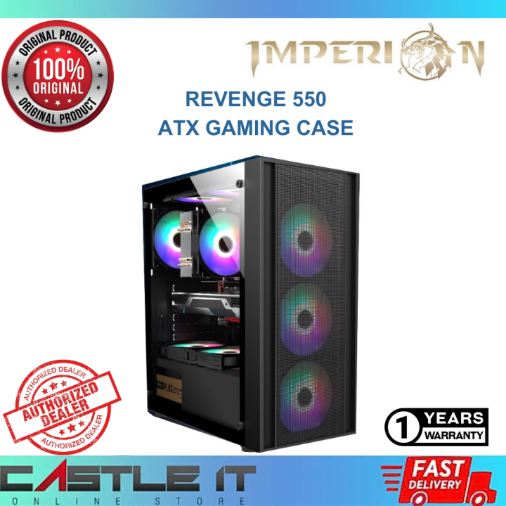 Imperion REVENGE 550 Tempered Glass RGB Mid Tower ATX Casing Case Chassis | Lazada