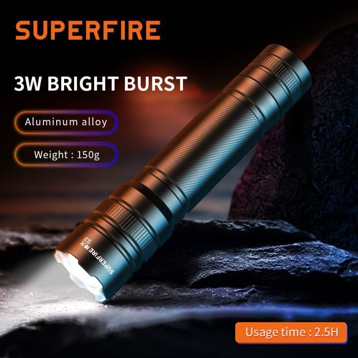SUPERFIRE S3 Super Bright Flashlight Rechargeable Mini Torch light Aluminum alloy Waterproof ...