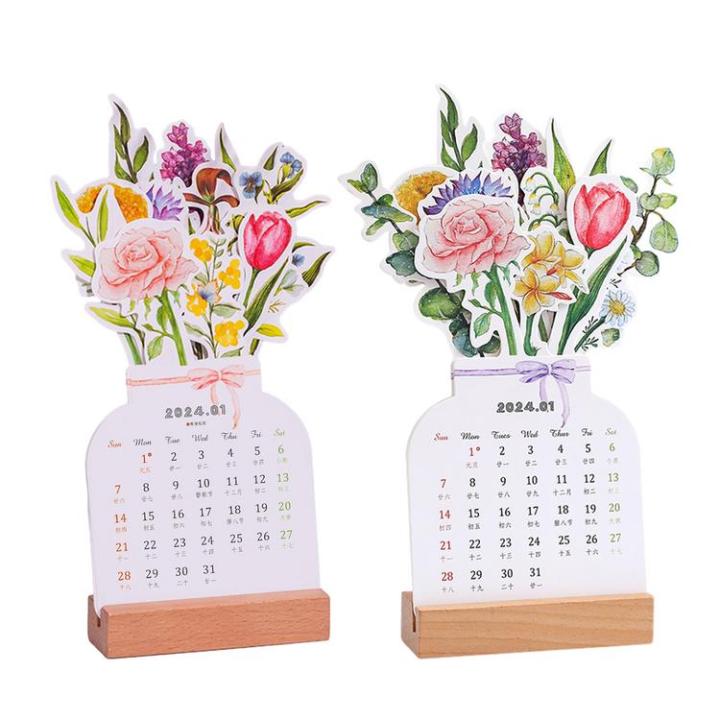 2024 Bloomy Flowers Calendar Vase Shaped Monthly Planner Calendar With ...