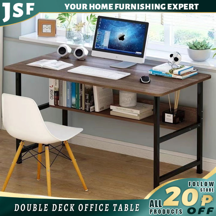 JSF Double Deck Office Table Modern Table PC Table Computer Home Desk ...