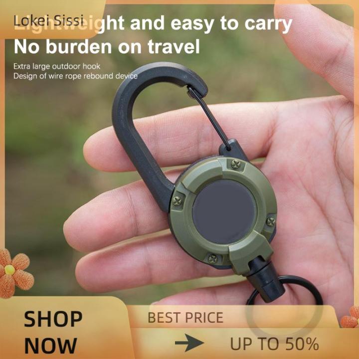 Lokei พวงกุญแจเชือกลวดยืดหดได้กลางแจ้ง, พวงกุญแจรีลแบบยืดหดได้พร้อมพวง ...
