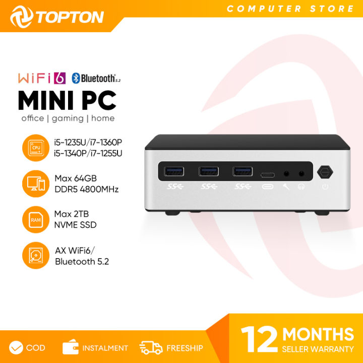 Topton 13th Gen Mini PC i7 1360P i5 1340P 2xDDR5 4800MHz 2*NVMe Windows ...