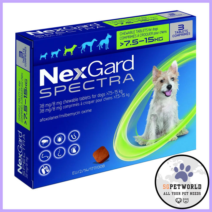 Nexgard Spectra for Medium Dogs 7.6 to 15 Kg (Green) 3 Chews | Lazada ...