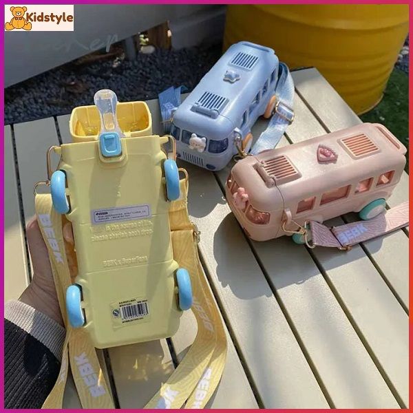 KidStyle 500ml Children's Bus Inertial Car Shape Straw Water Bottle ...
