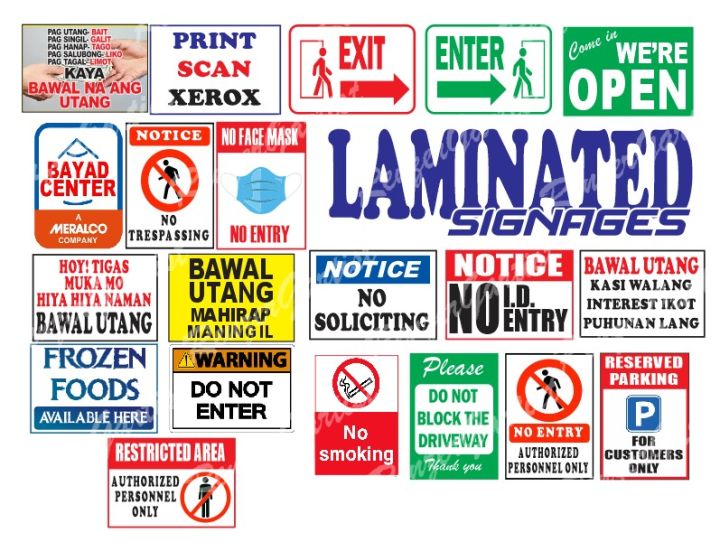 Signages Laminated C (CUSTOMIZED) PrintScanXerox Bawal Utang Exit ...