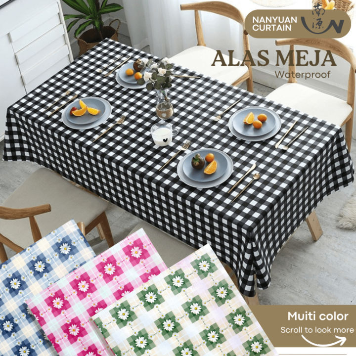 #NYC00025 PVC Table Cloth Grid & Flowers | Alas meja grid corak ramadan ...