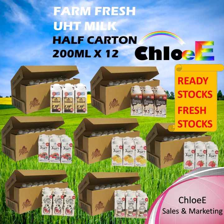 SUSU FARM FRESH UHT MILK 200G X HALF CARTON (200ml x 12 packs) -FRESH ...