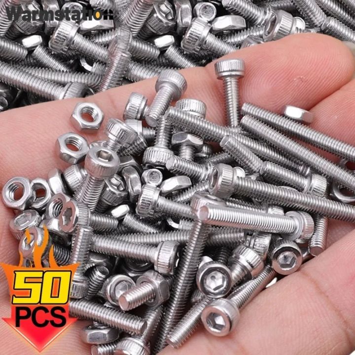 50/10PCS M3 Screw Nut Set Hex Socket 304 Stainles Steel Hexagonal ...