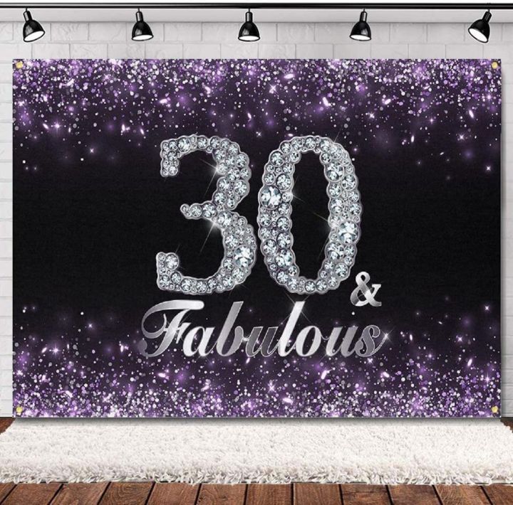 [BBEES] Photography Backdrop Fabulous Happy 30th Birthday Decoration ...
