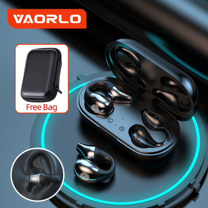 【Free Bag】VAORLO S03 TWS Clip On Wireless Headphones Bluetooth 5.2 Bone Conduction Earphones Ear ...