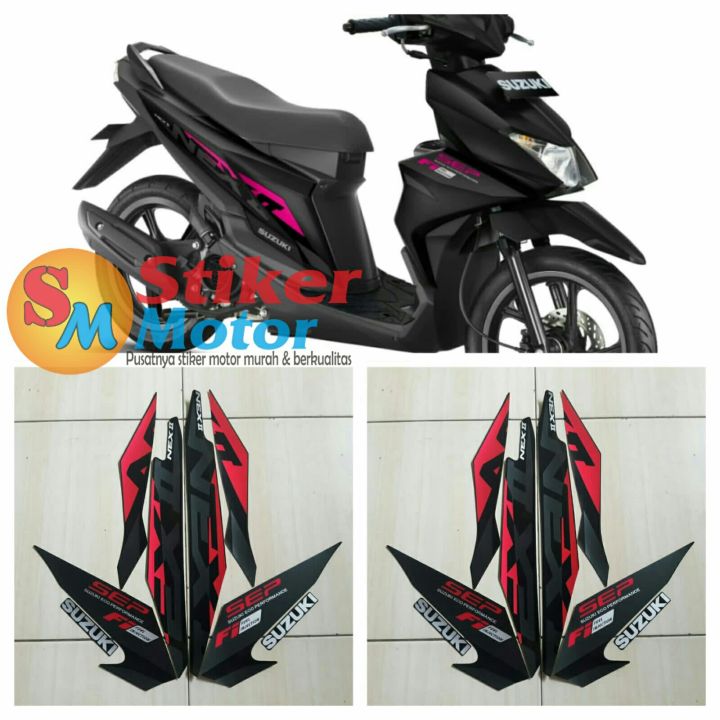 sticker striping motor suzuki nex 2020 full hitam pink | Lazada Indonesia