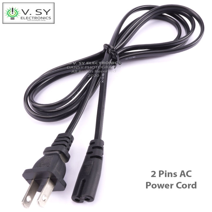 2 Pins AC Power Cord 1.5M US Plug IEC320 C7 2 Prong Cable Wire Line ...