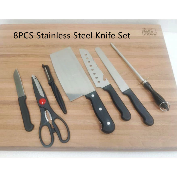8PCS Knife Set Stainless Steel Kitchen Knife Set Pisau Dapur High ...