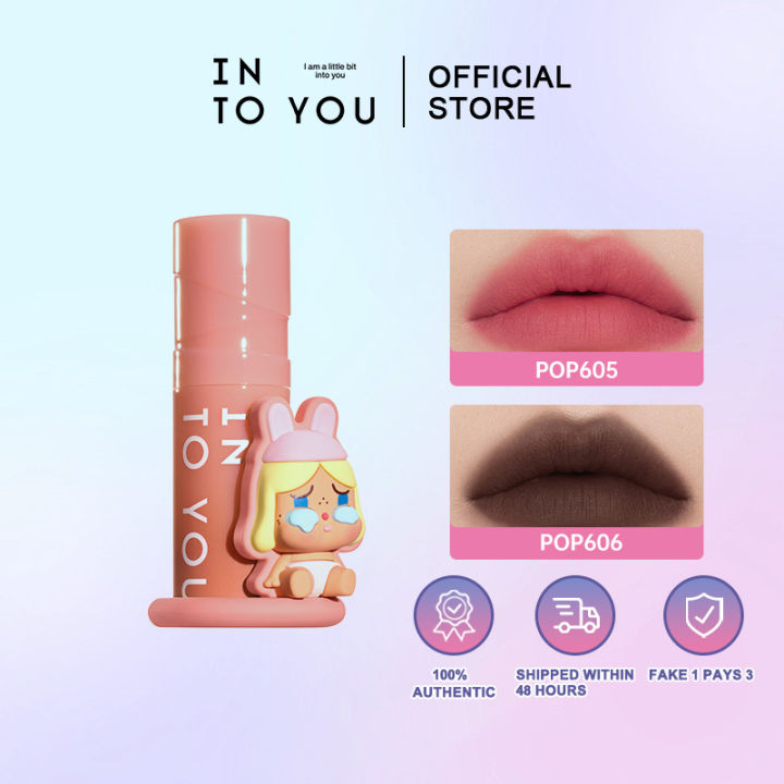 INTO YOU POPMART collaboration series lip mud, thin matte velvet lip ...