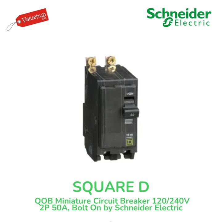 QOB250 Square D QOB Miniature Circuit Breaker 120/240V 2P 50A, Bolt On ...