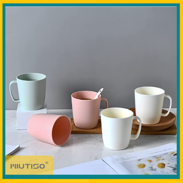 Miutiso Plastic Mug with Handle Coffee, Tea, Milk Cups Reusable Plastic ...