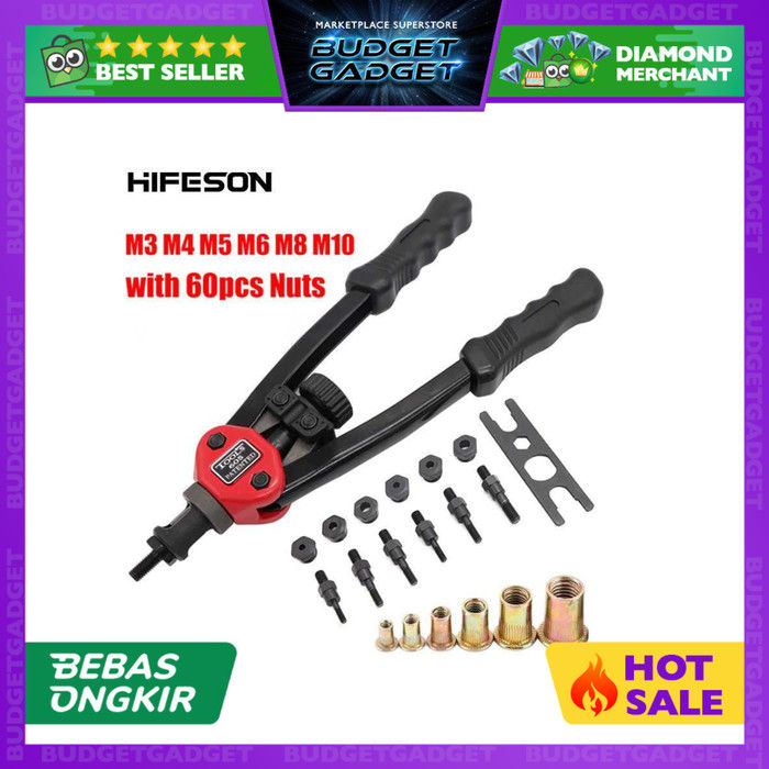 HIFESON HAND THREADED RIVETER ALAT BAUT RIVET NUTSS 605 60PCS -PAKU ...