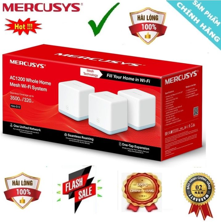 Hệ thống Wifi Mesh AC1200 Mercusys Halo S12 (3 Pack - Bộ 3 chiếc ) cho ...
