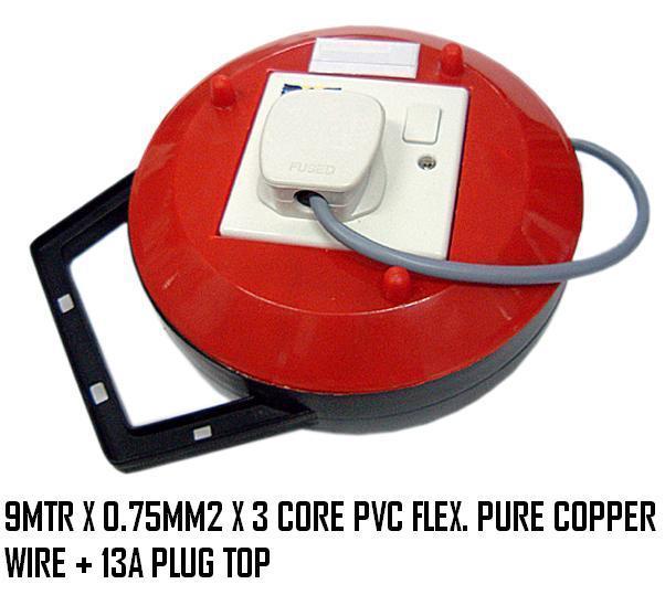 1G ROUND EXTENSION TRAILING SOCKET C/W 9MTR X 0.75MM2 X 3CORE PVC FLEX ...