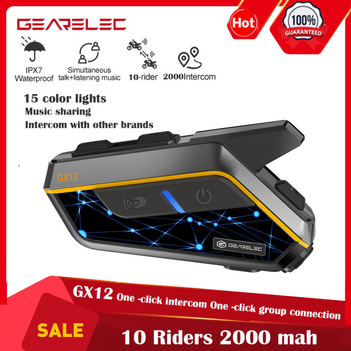 GEARELEC GX12 Intercom Wireless Motorcycle Helmet Intercom Simultaneous ...