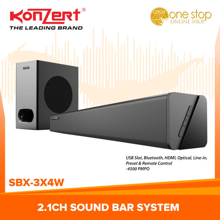 Konzert 2.1ch Sound Bar System with USB/BT & HDMI-ARC 4500W PMPO ...
