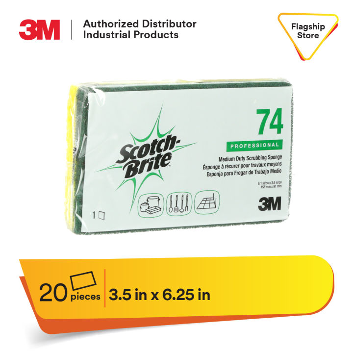 Scotch-Brite™ Medium Duty Scrub Sponge 74 (20pcs) | Lazada Singapore