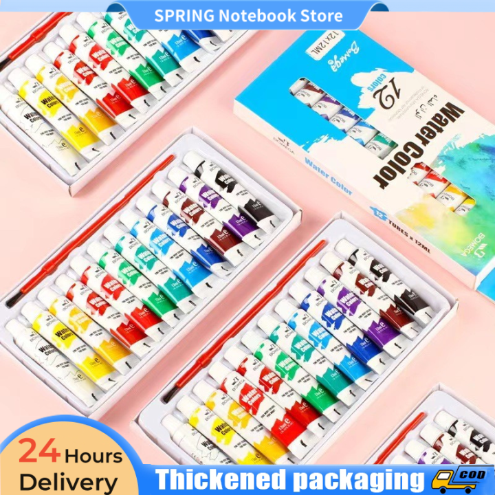 12 Colors Acrylic Painting Set Watercolor Acrylic/Water/Oil Color Paint ...