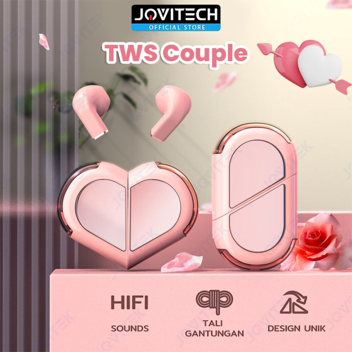 【COD】Jovitech Headset Love Heart Cute Mini TWS Rotation Bluetooth 5.3 ...