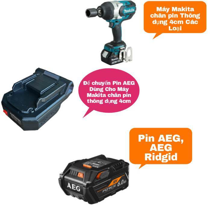Đế Chuyển Pin AEG Dùng Cho Máy Makita 18V In Nhựa Chịu Lực Siêu Cứng ...