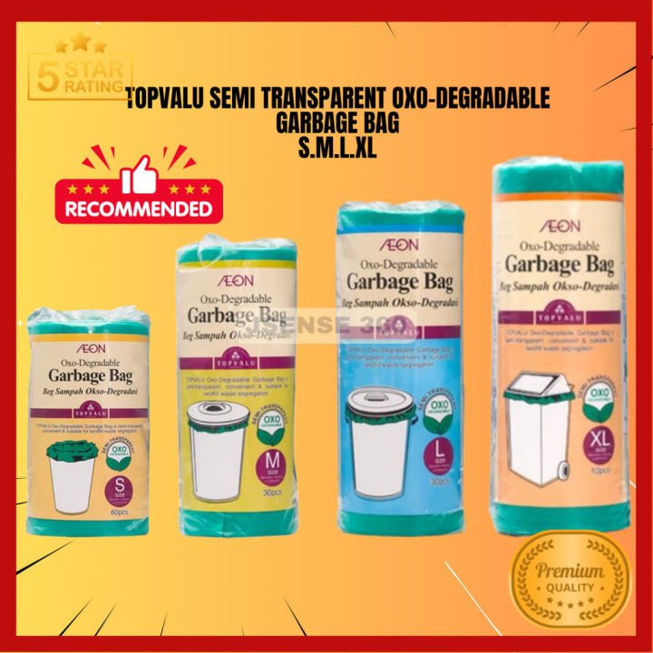 TOPVALU Semi Transparent Oxo-Degradable Garbage Bag / Rubbish Bag / Plastik Sampah / Beg Sampah ...