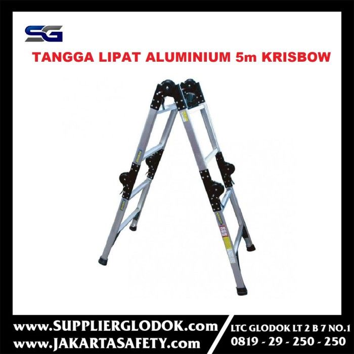 Promo KRISBOW Tangga Lipat 5m / LADDER ADJUSTABLE 5.0 MTR 4X4 ALUMINIUM ...