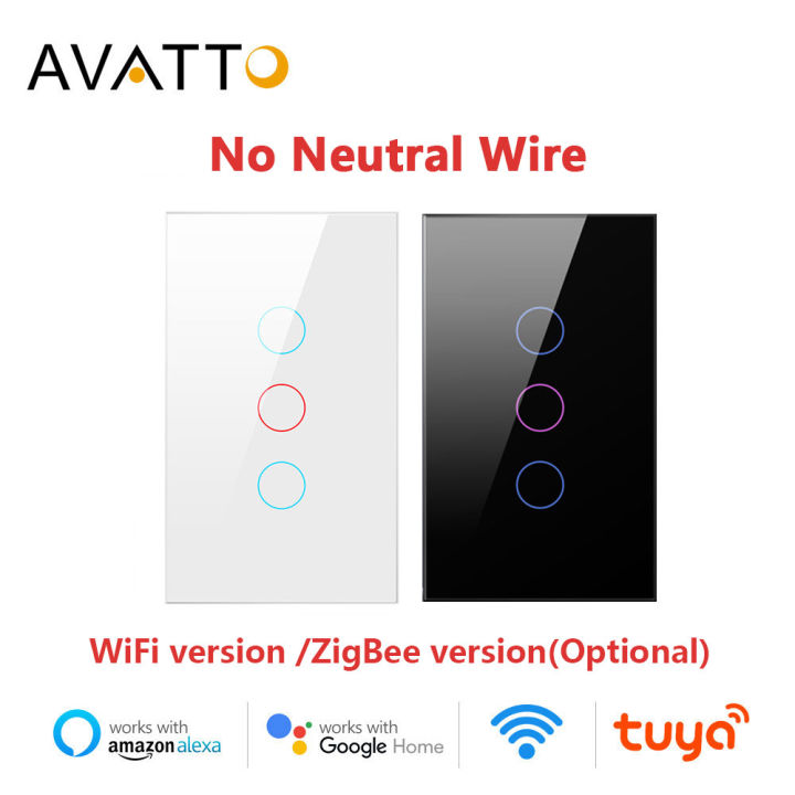 AVATTO Tuya US Zigbee/WiFi Wall Switch No Neutral Wire Required Smart ...
