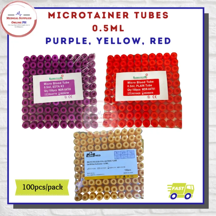 PURPLE Top (EDTA), YELLOW Top (Tube Gel & Clot Activator 0.5ML), RED ...