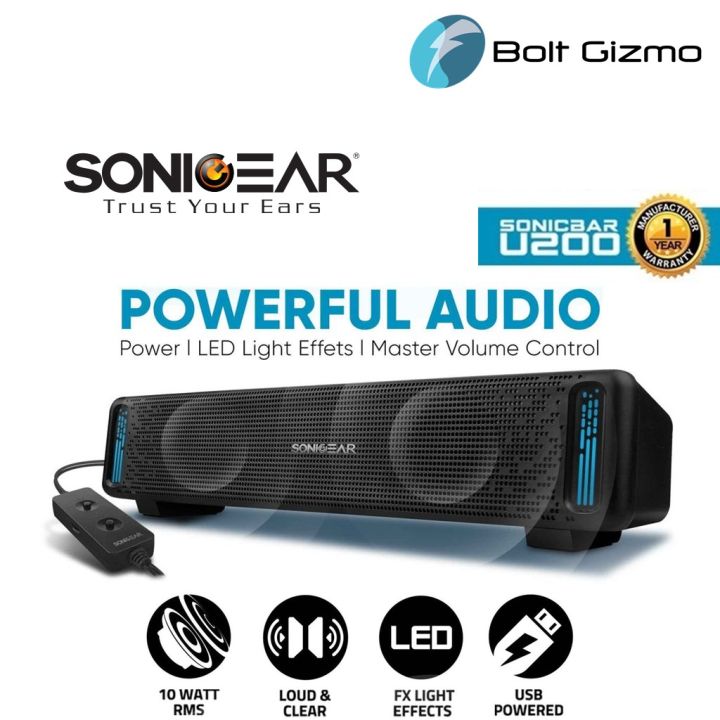 SonicGear SonicBar U200 Powerful Audio With LED Light Effects Soundbar ...