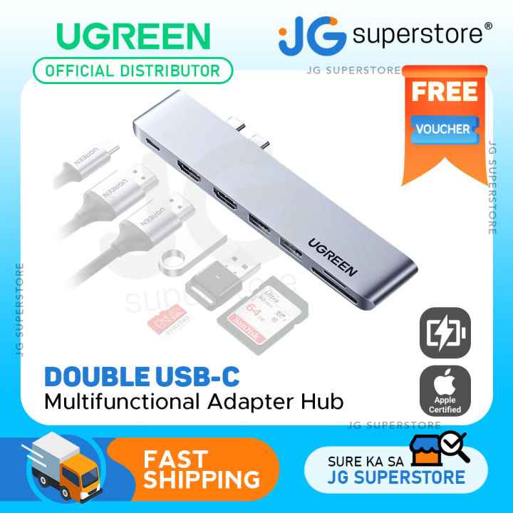 UGREEN 6-in-1 Multipurpose Double Fixed USB-C Plug Adapter Hub with 4K ...