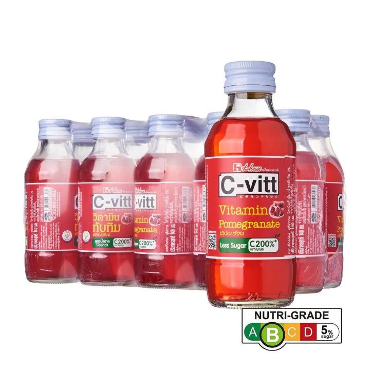 C-vitt Vitamin Pomegranate Less Sugar Glass Bottles - (10 X 140ML ...