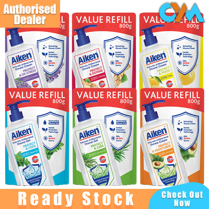 Aiken Shower Gel Pouch 800g Anti Bacterial Body Wash Protect Care ...