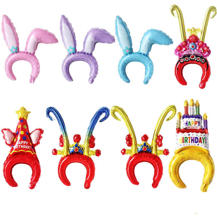 6 types of party balloon caps, cartoon inflatable headbands for party ...