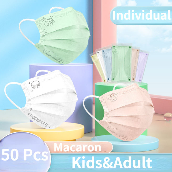 50pcs Face Mask for Kids and Adult Summer Macaron Mask High-value ...