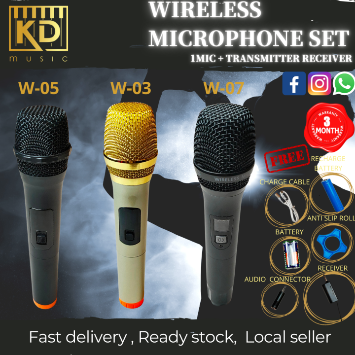 ☆WIRELESS MIC☆ UHF WIRELESS MICROPHONE SET WITH MINI RECEIVER W-03, W ...