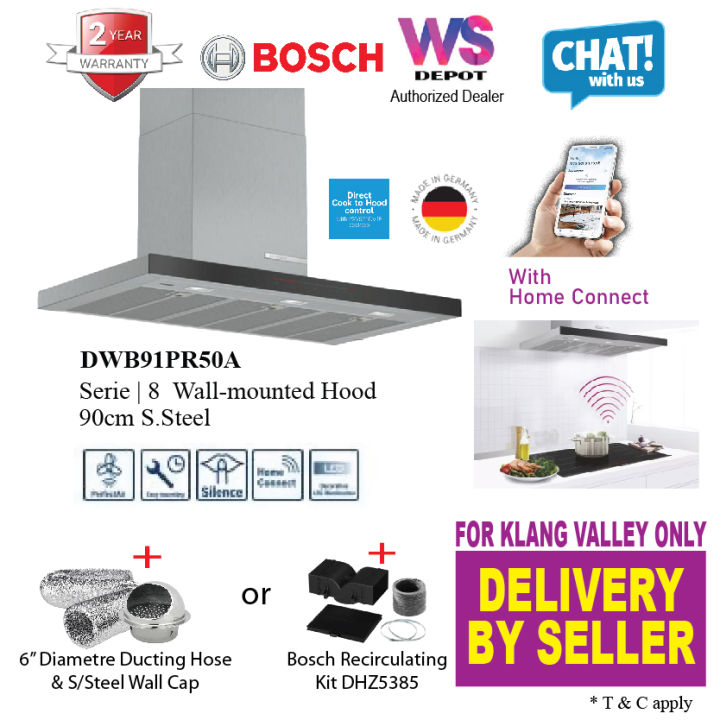 Bosch DWB91PR50A Series 8 90cm Wall-mounted Cooker Hood | Lazada