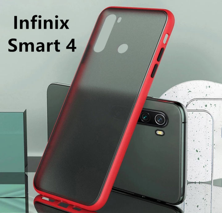 รุ่นใหม่ Case Infinix Smart 4 เคสกันกระแทก ปุ่มสีผิวด้าน ขอบนิ่มหลัง ...